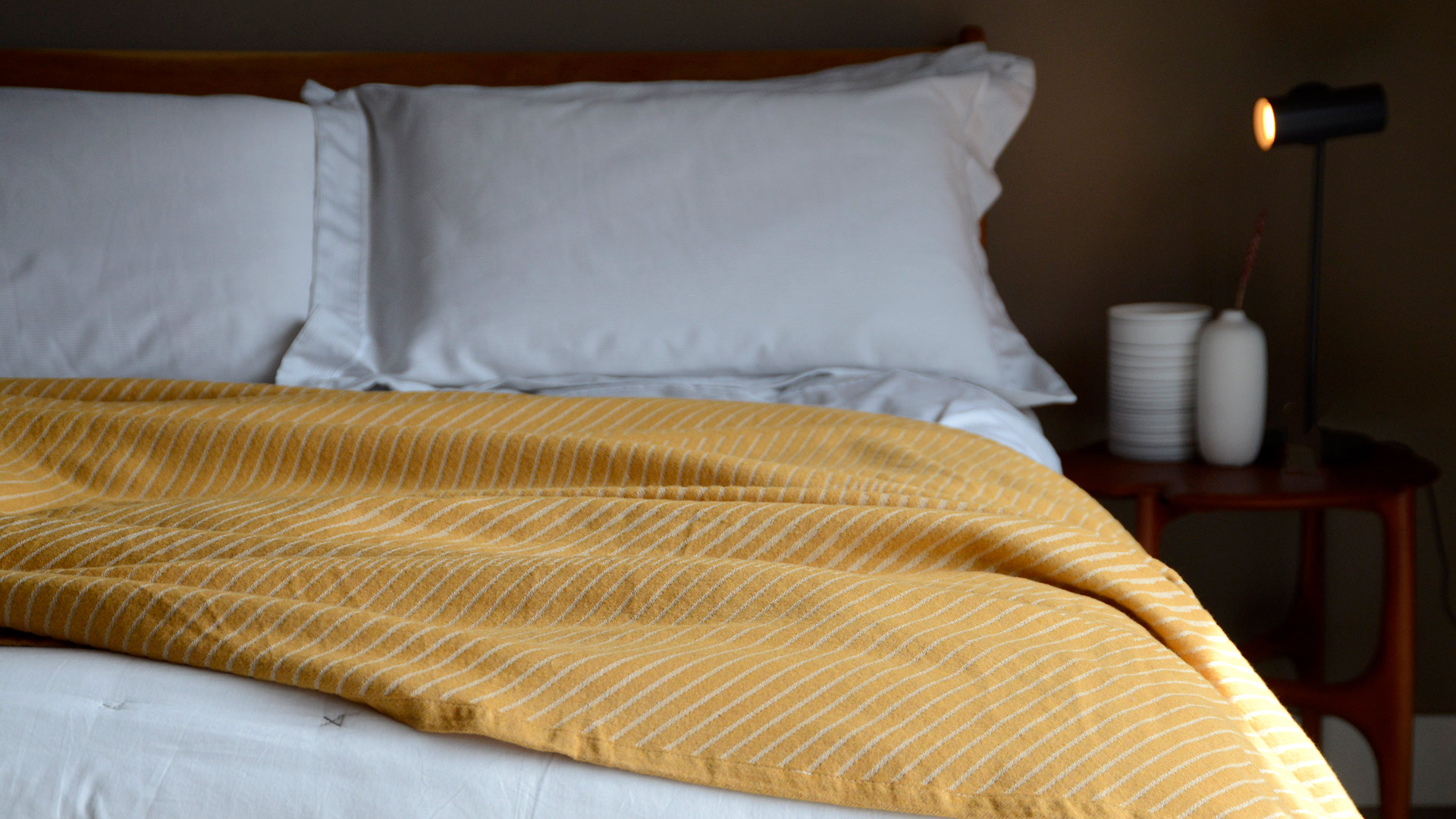 Patterned Bedspreads | Beige or Ochre | Natural Bed Company