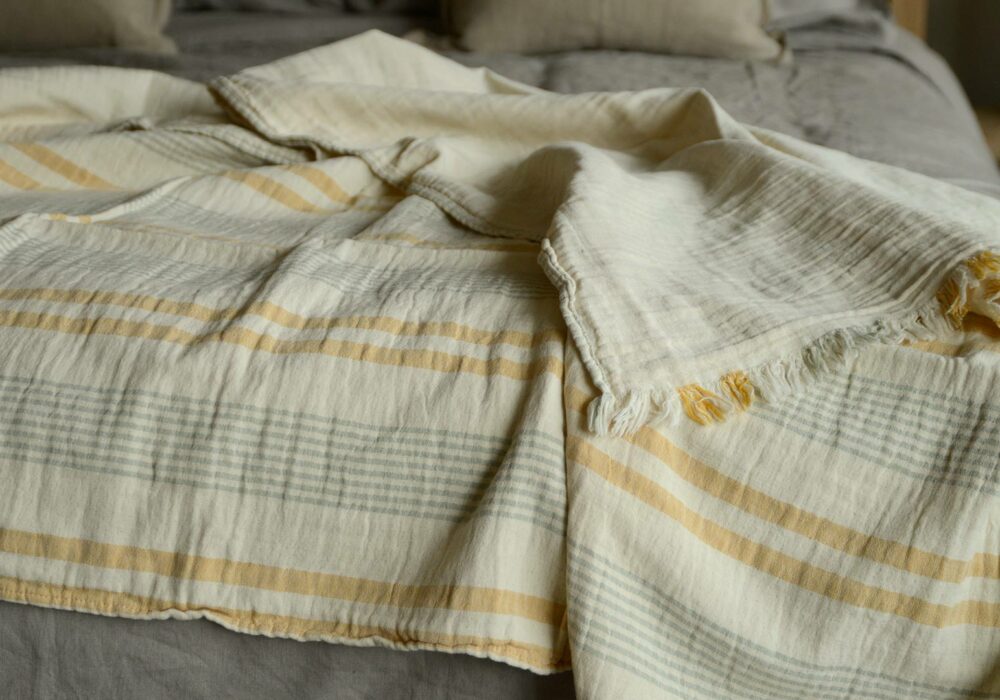 Striped Organic Cotton Throws - Natural Bed Company